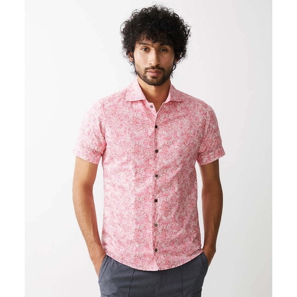 ミッシェルクランオム（MICHEL  HOMME）/《日本製》フラワー柄半袖シャツ