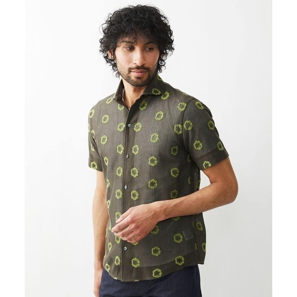 ミッシェルクランオム（MICHEL  HOMME）/総柄シアー半袖シャツ