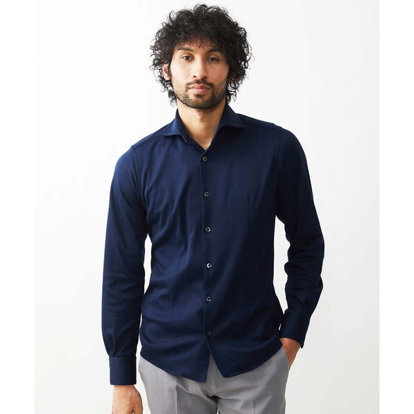 ミッシェルクランオム（MICHEL  HOMME）/《日本製》ヘリンボン柄長袖シャツ