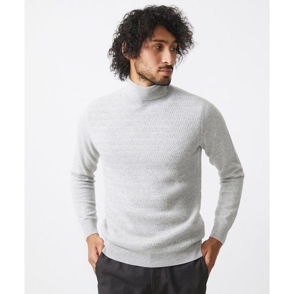 ミッシェルクランオム（MICHEL  HOMME）/ウェーブ柄カシミヤタートルネックニット