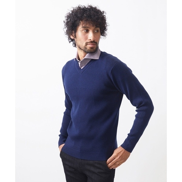 ミッシェルクランオム（MICHEL  HOMME）/リブ編みVネックニット