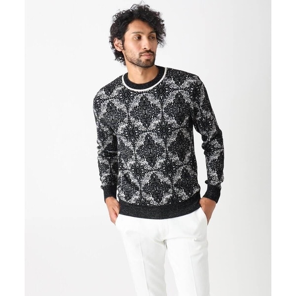 ミッシェルクランオム（MICHEL  HOMME）/《日本製》ダマスク柄クルーネックニット
