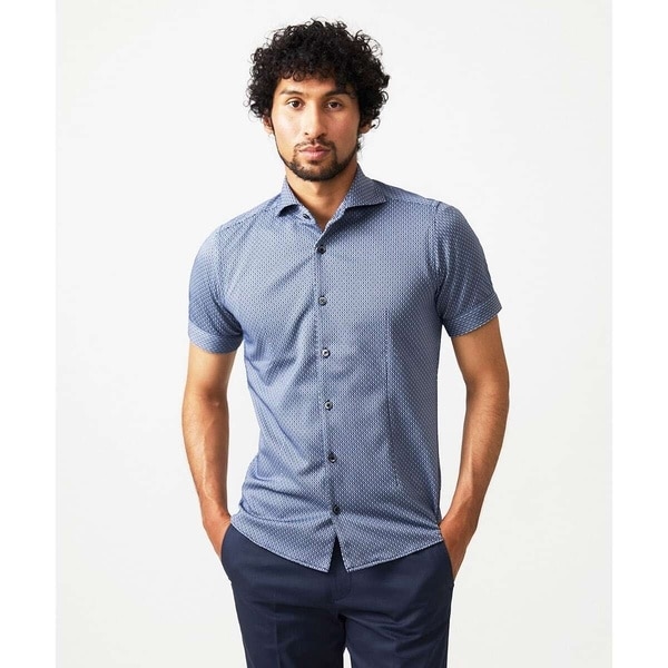 ミッシェルクランオム（MICHEL  HOMME）/《日本製》ジャガード柄半袖シャツ