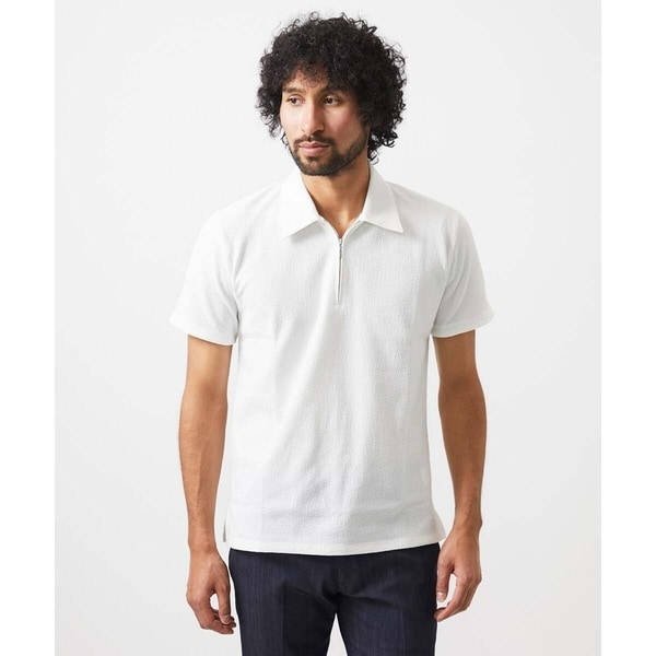 ミッシェルクランオム（MICHEL  HOMME）/《日本製》モザイク柄ジップアップポロシャツ