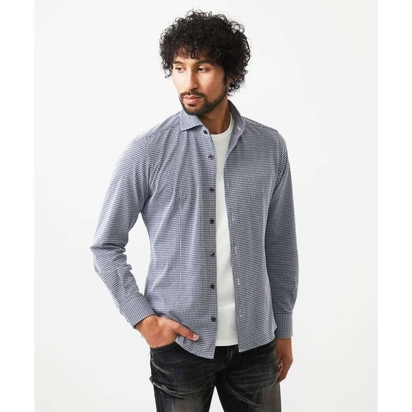 ミッシェルクランオム（MICHEL  HOMME）/千鳥柄サッカー長袖シャツ