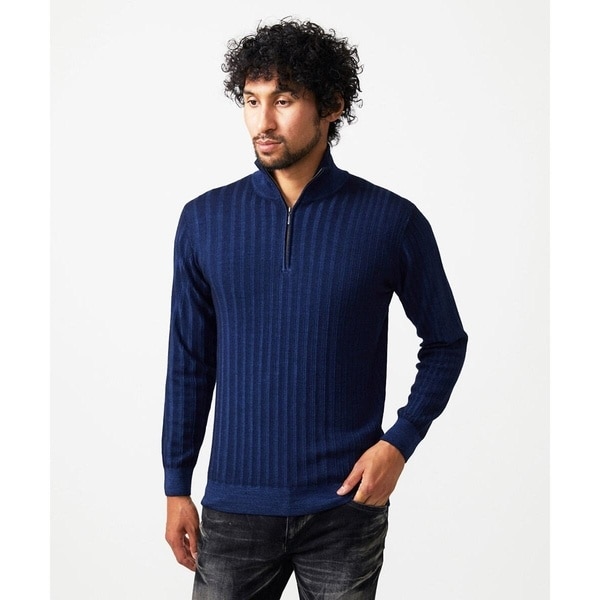 ミッシェルクランオム（MICHEL  HOMME）/ガーメントダイリブ　 ハーフジップニット