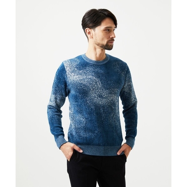 ミッシェルクランオム（MICHEL  HOMME）/《日本製》スモーク柄クルーネックモールニット