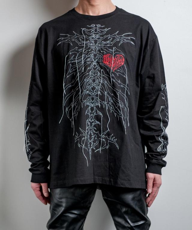 バックステージパス（backstagepass）/X−ray DROOP(X レイ ドロップ) ビッグシルエット クルーネック 刺繍 ロンT