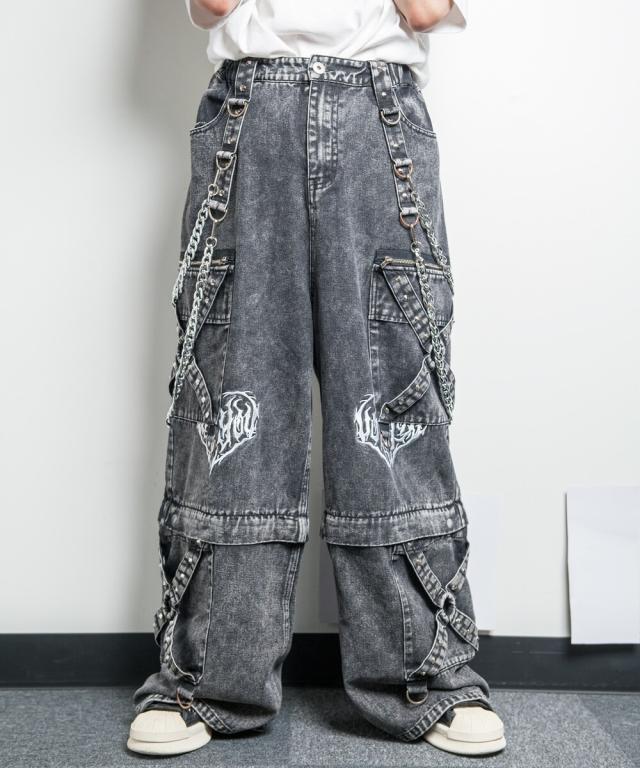 バックステージパス（backstagepass）/CHESTER B（チェスター ビー)チェーン付スタッズ ワイド カーゴパンツ
