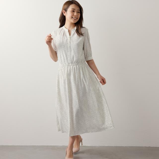 ラ・クープ（LACOUPE）/【洗える】変形ドット合繊ワンピース　F2−01オフ