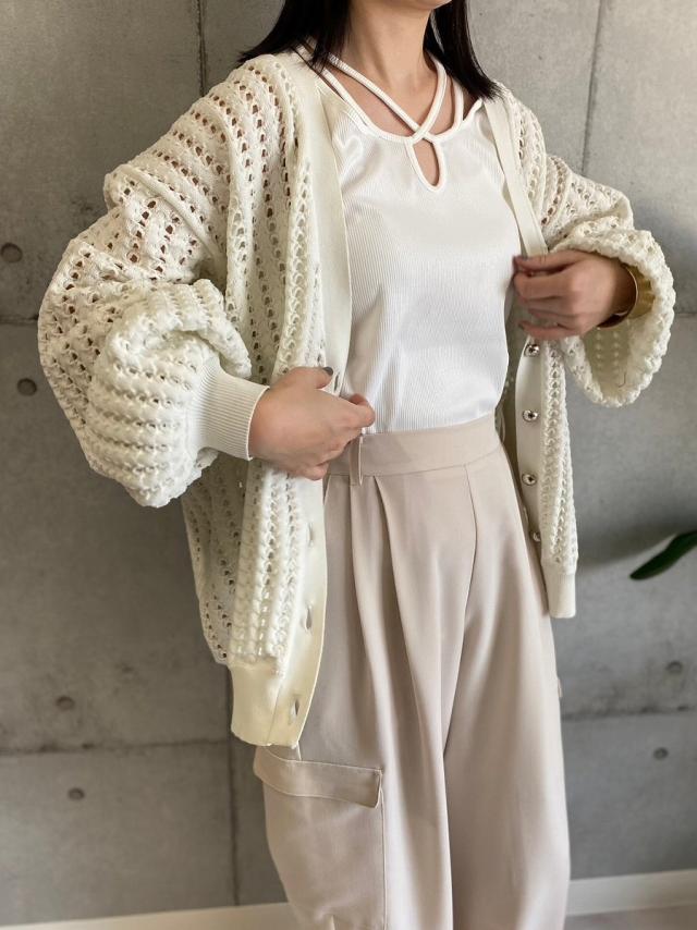 ラ・クープ（LACOUPE）/シルバー釦メッシュニットカーディガン