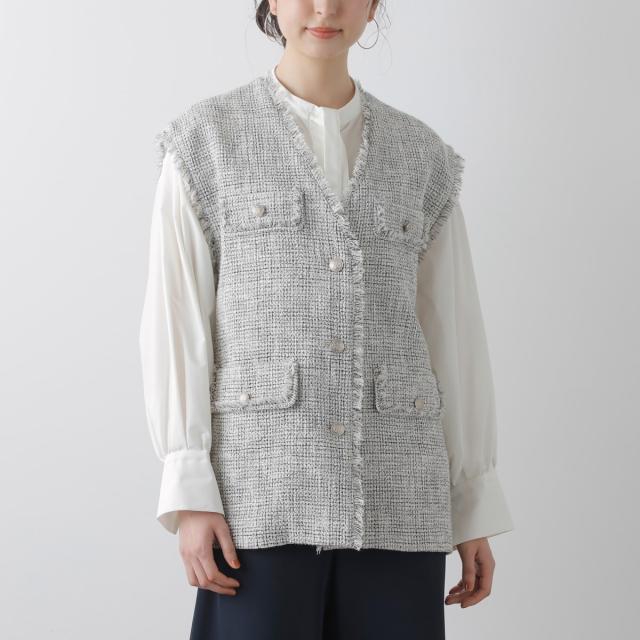 ラ・クープ（LACOUPE）/ツイードフリンジオーバーサイズベスト