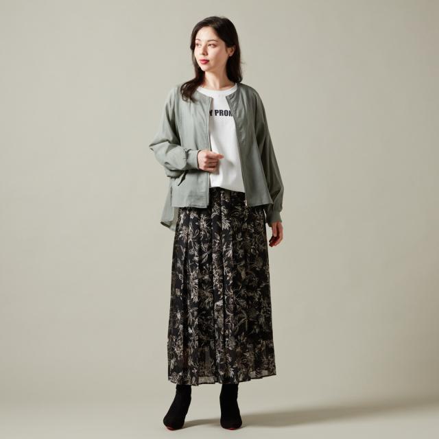 ラ・クープ（LACOUPE）/[ 洗える ] ［ウエストゴム］線描き花柄プリントプリーツスカート