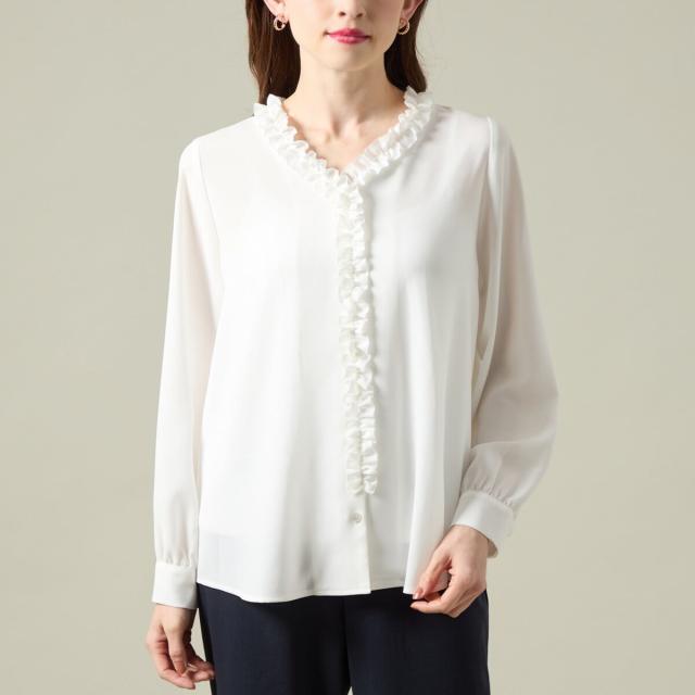 ラ・クープ（LACOUPE）/フリルVネックブラウス