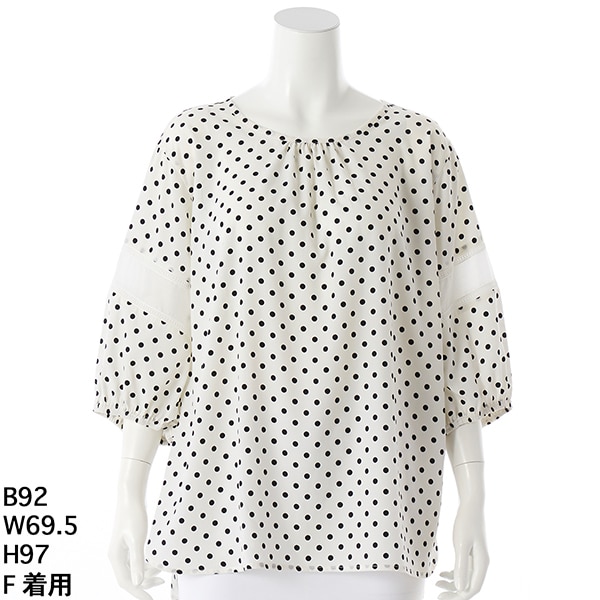 ラ・クープ（LACOUPE）/【 洗える 】ドット袖切り替えブラウス