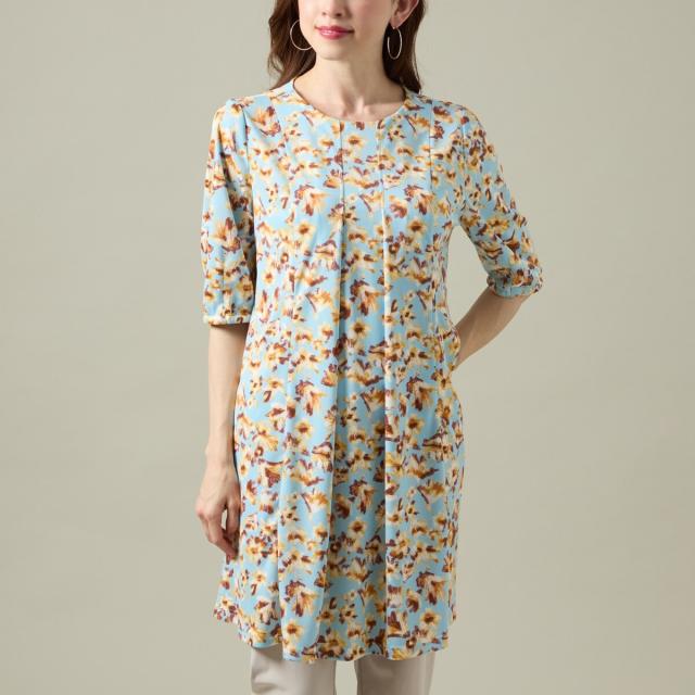 ラ・クープ（LACOUPE）/【洗える】花柄タック入りチュニック