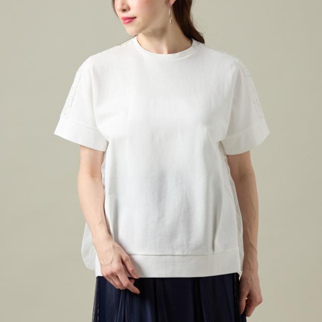 ラ・クープ（LACOUPE）/【洗える】背中レース切り替えカットソー