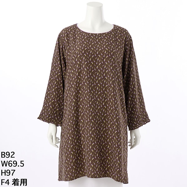 ラ・クープ（LACOUPE）/【洗える】小花プリント柄袖口フリルデザインチュニック