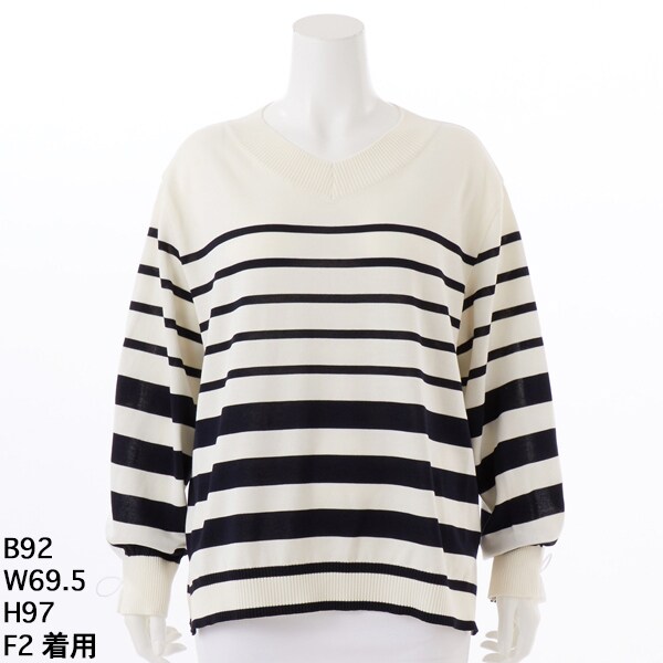 ラ・クープ（LACOUPE）/【洗える】ボーダー袖コンビニット　【日本製・新潟】