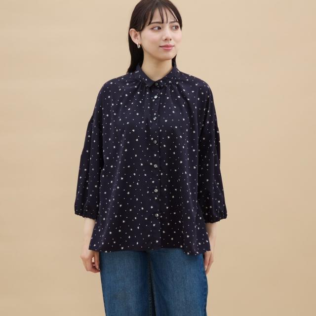 ラ・クープ（LACOUPE）/【洗える】【日本生地・日本縫製】ふんわりオーバーサイズ 星柄ブラウス