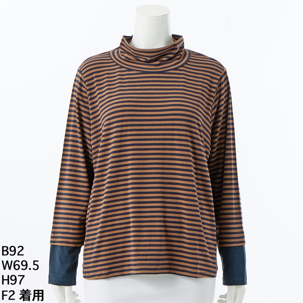 ラ・クープ（LACOUPE）/【保温】ラグウォーム袖切替ボーダーハイネック