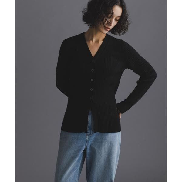 ナノユニバース（NANO universe）/毛玉レスニットVネックリブカーディガン