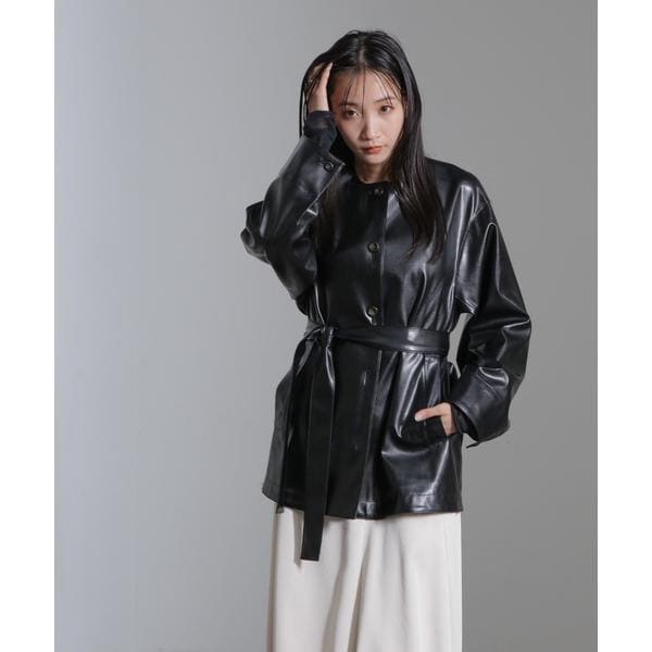 ナノユニバース（NANO universe）/フェイクレザーベルテッドジャケット(セットアップ可)