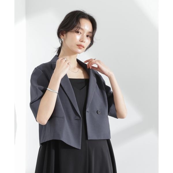 ナノユニバース（NANO universe）/メランジドライ 半袖ショートダブルジャケット(セットアップ可)