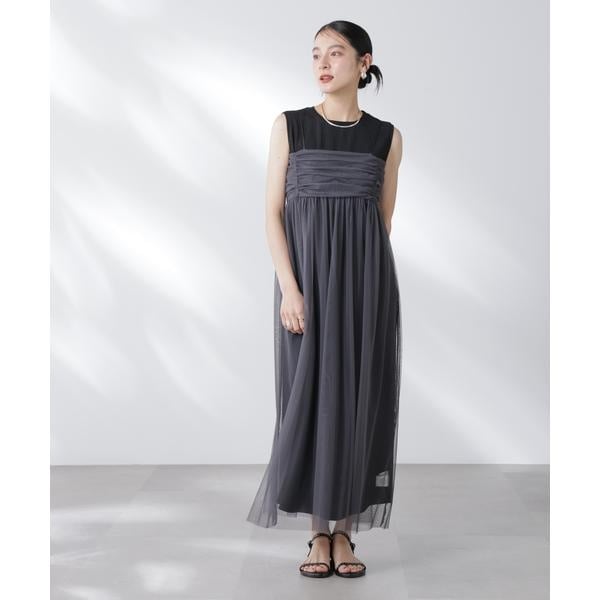 ナノユニバース（NANO universe）/チュールキャミ×カットワンピースセット