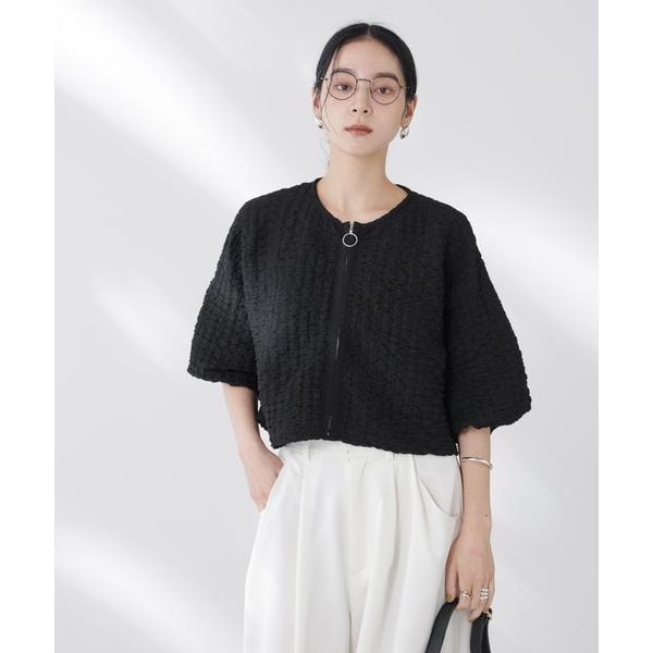 ナノユニバース（NANO universe）/フクレシャーリングzipカーディガン