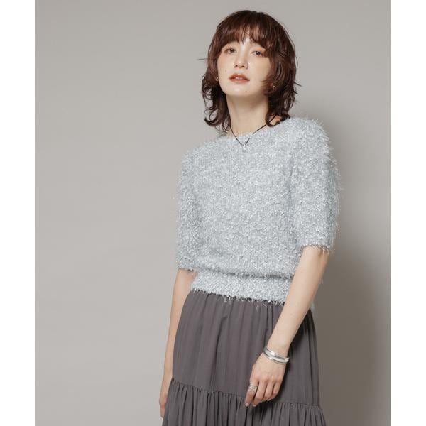 ナノユニバース（NANO universe）/シャギーラメコンパクト半袖ニット