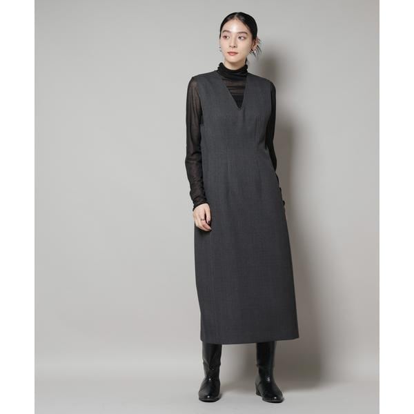 ナノユニバース（NANO universe）/ストレッチサージチェックVネックワンピース(セットアップ可)