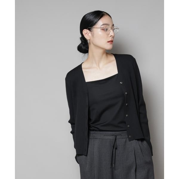 ナノユニバース（NANO universe）/CICA&UVカット加工Vネックリブカーディガン