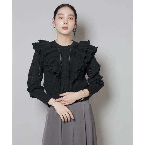 ナノユニバース（NANO universe）/フリルケーブルニットプルオーバー