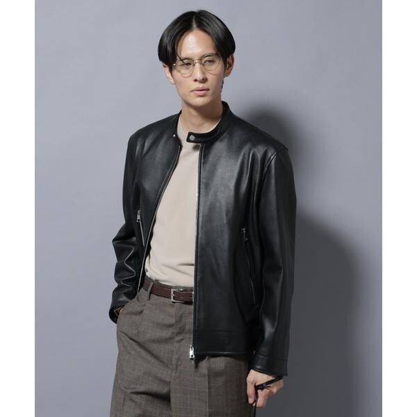 ナノユニバース（NANO universe）/ラムナッパレザーバンドカラーライダースジャケット