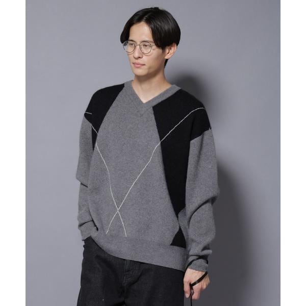 ナノユニバース（NANO universe）/アンゴラ混アーガイルVネックニット
