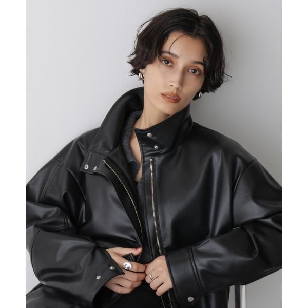 ナノユニバース（NANO universe）/「STEVELOUR」スタンドフェイクレザージップブルゾン