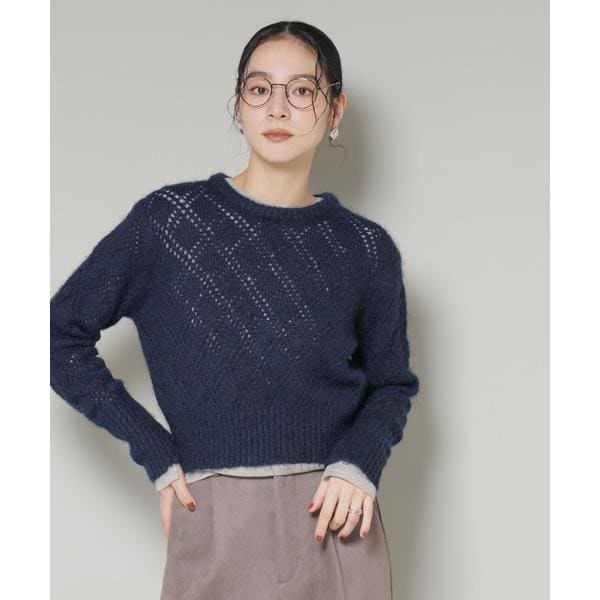 ナノユニバース（NANO universe）/ヘアリー透かしダイヤ柄ニットプルオーバー