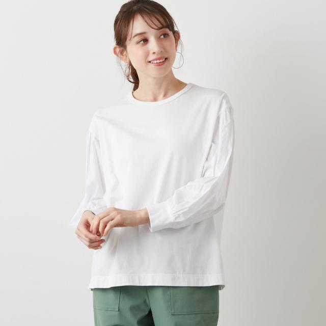 アル・ディ・ラ（AL DI LA）/[ 洗える ]シルケットベア天竺切替ブラウス