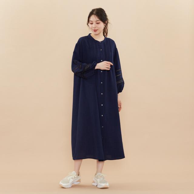 アル・ディ・ラ（AL DI LA）/［洗える］レース使いピンタックロングワンピース