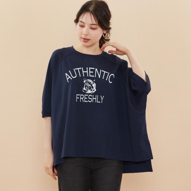 アル・ディ・ラ（AL DI LA）/[ 洗える ] 　ロゴ入りドルマンカットソー　5分袖　春・晩夏初秋