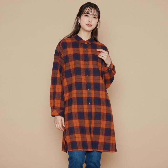 アル・ディ・ラ（AL DI LA）/【洗える】起毛チェック柄ロングブラウス