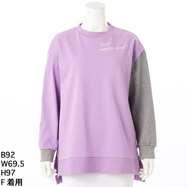 アル・ディ・ラ（AL DI LA）/裏毛刺繍入りロング丈トレーナー 　綿100