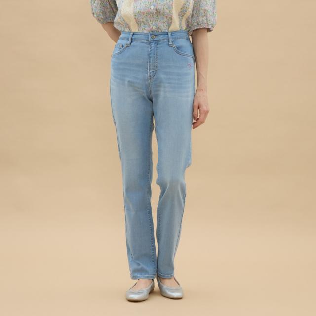 アル・ディ・ラ（AL DI LA）/【接触冷感】【ストレッチ】マイナス5度ラビット刺繍 スリムストレートデニム