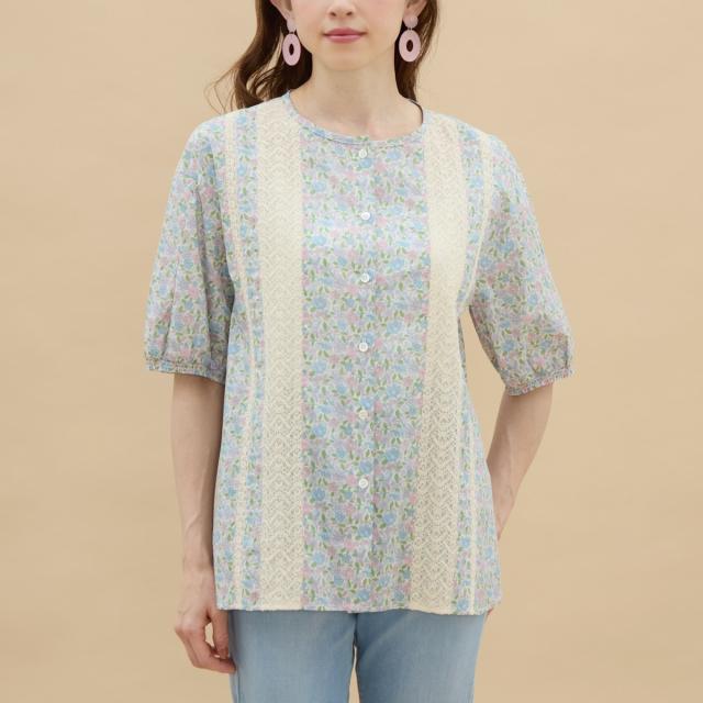 アル・ディ・ラ（AL DI LA）/リバティレース切り替えブラウス