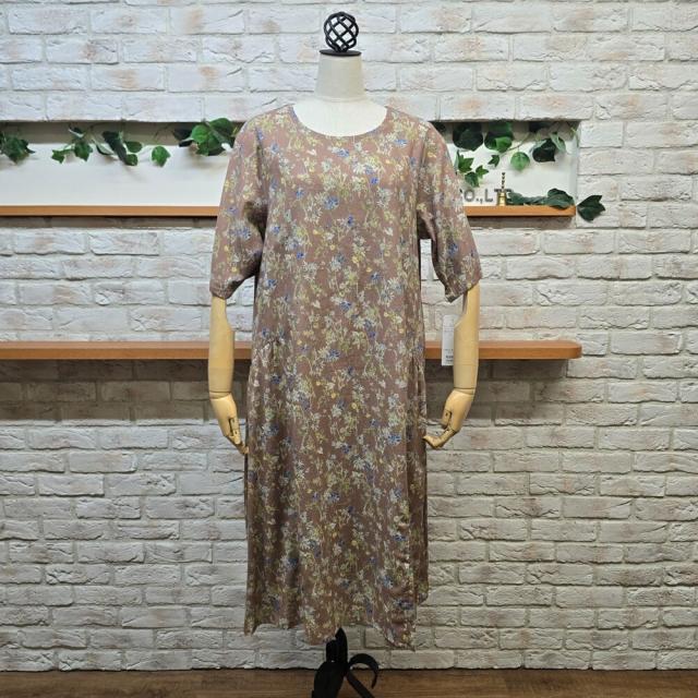 アル・ディ・ラ（AL DI LA）/【洗える】綿麻フラワー柄ワンピース　【日本生地・日本縫製】