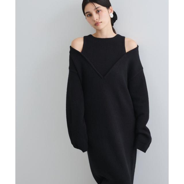ビス（VIS）/【WEB限定】アンサンブル風Vネックニットワンピース