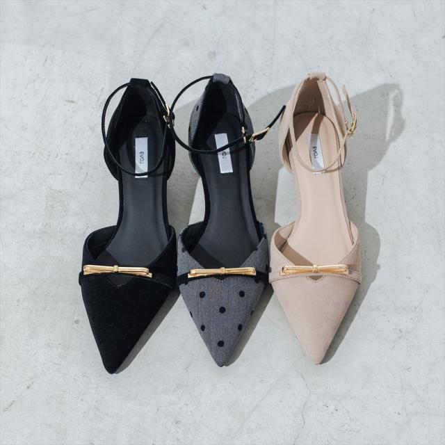 EVOL（EVOL）/【25秋冬新作】 【クッション入り・ふかふか】4．5cmリボンセパレートパンプス BZ23837