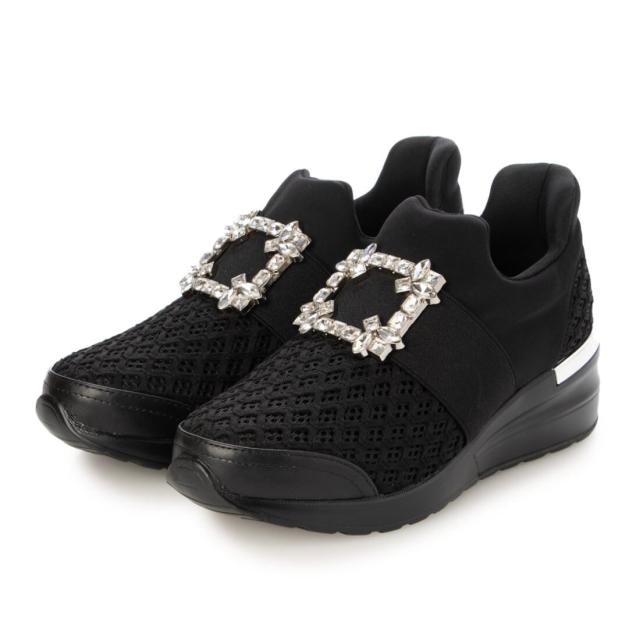 EVOL（EVOL）/【25秋冬新作】 【スッと履ける・柔らかい】軽量スクエアビジューヒールアップスニーカー IZ5892