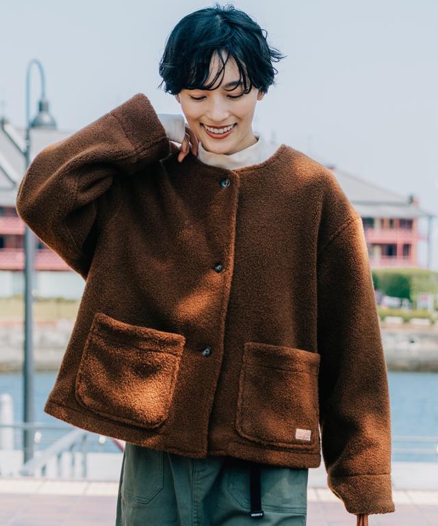 クリフメイヤー（KRIFF MAYER）/【レトロでかわいい！】パイル フリース ノーカラー ジャケット